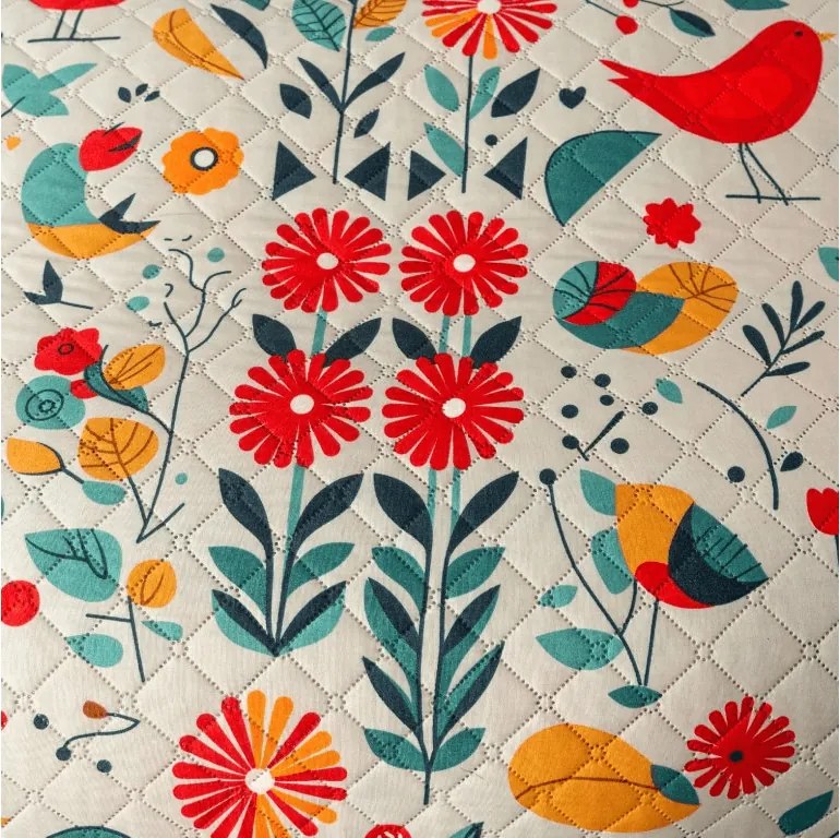 Přehoz na postel RETRO PTÁČEK barevný Rozměr: 220 x 240 cm