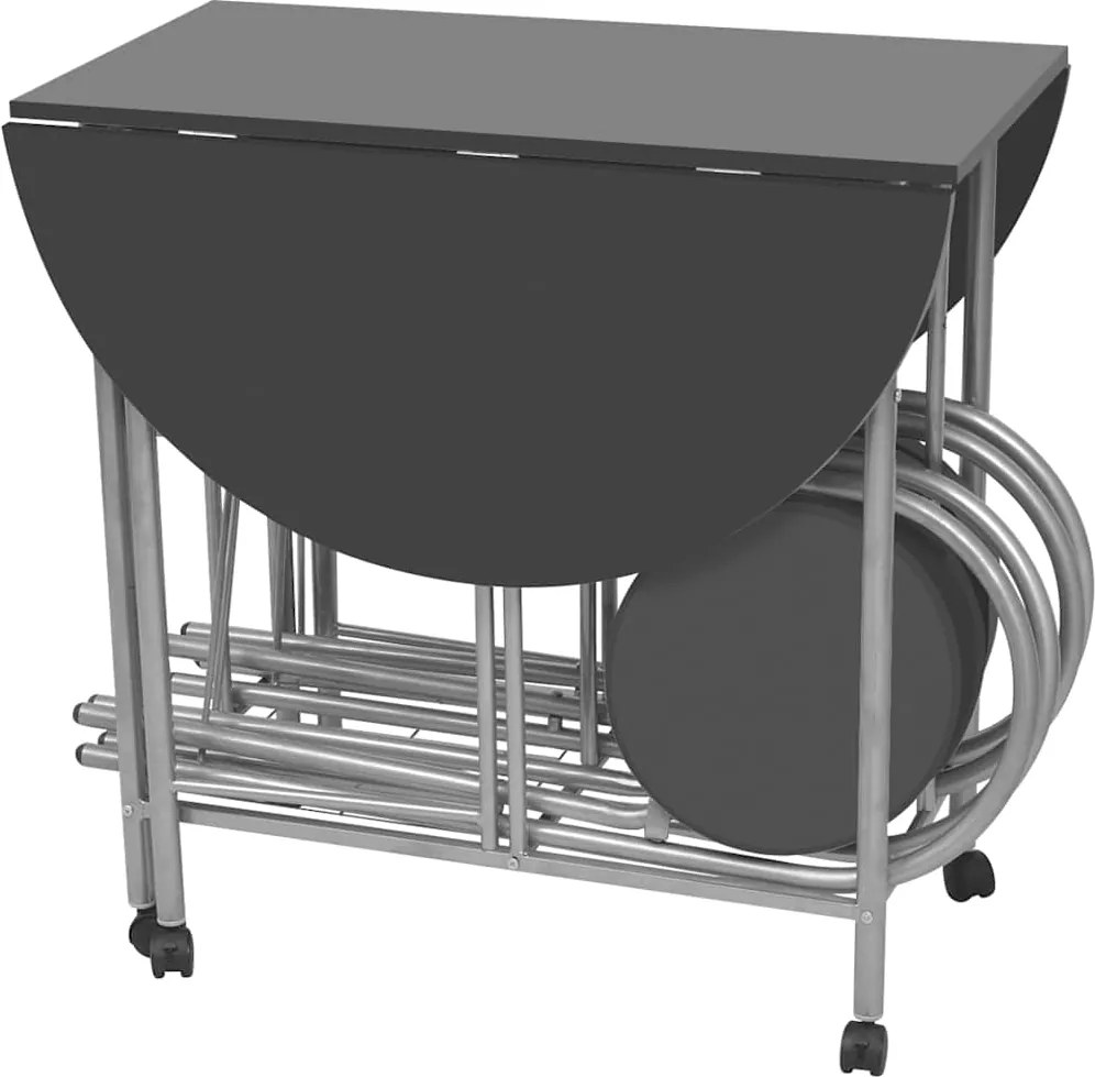 Pětidílný jídelní set skládací, MDF černý 243902