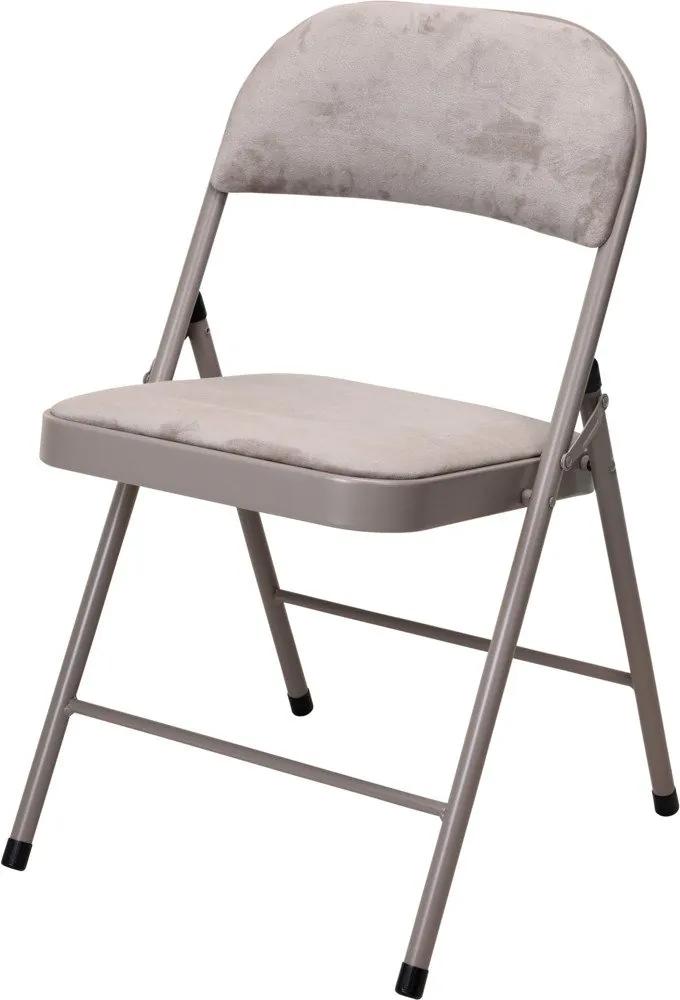 Skládací židle na terasu nebo balkon, židle světlé barvy, sedák s měkkým polstrováním