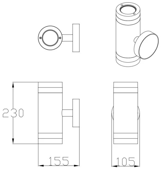 Venkovní nástěnné svítidlo RINO 2xGU10/12W/230V IP54 černá