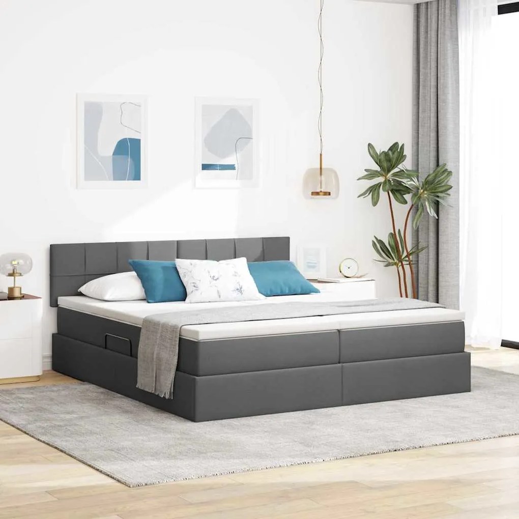 Postel s úložným prostorem Tmavě šedá 200 x 200 cm Umělá kůže 3370932