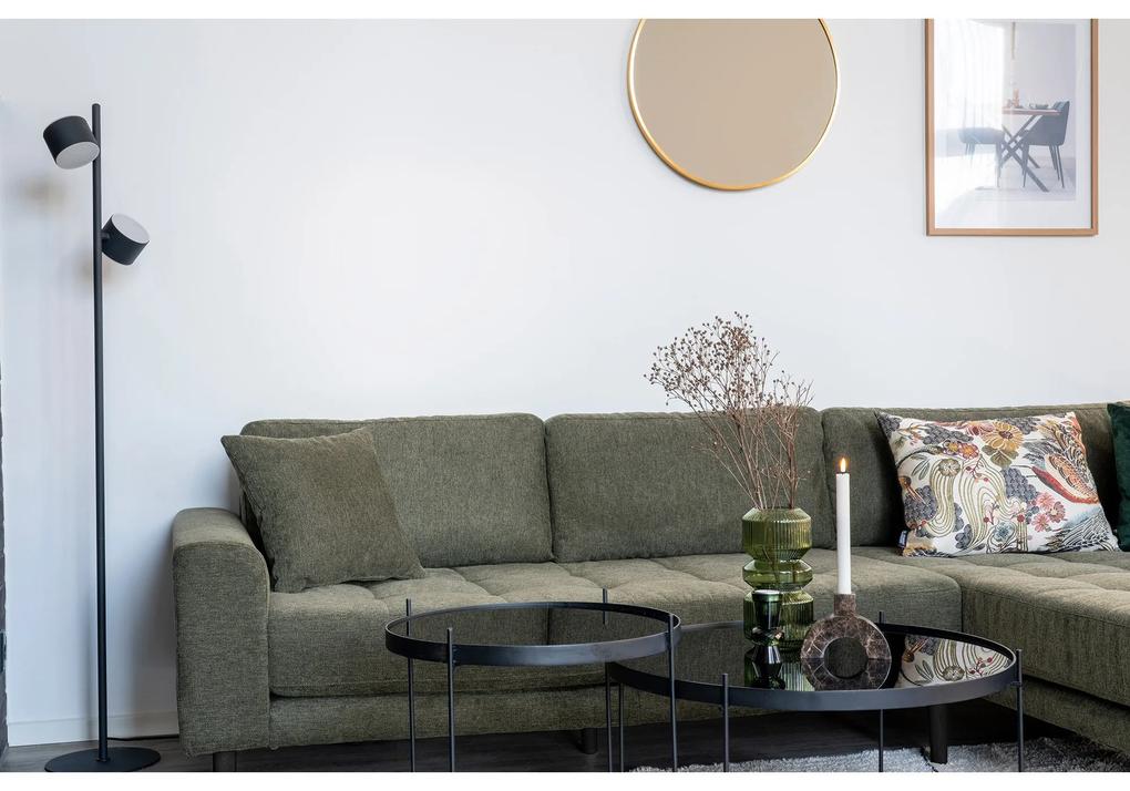 House Nordic Pohovka Lounge Sofa, pravá strana v olivově zelené barvě se čtyřmi polštáři a nohami z černého dřeva, HN1020