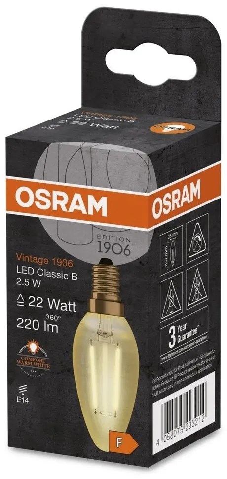 LED žárovka E14 2,5 W VINTAGE 1906 CLASSIC B, teplá bílá