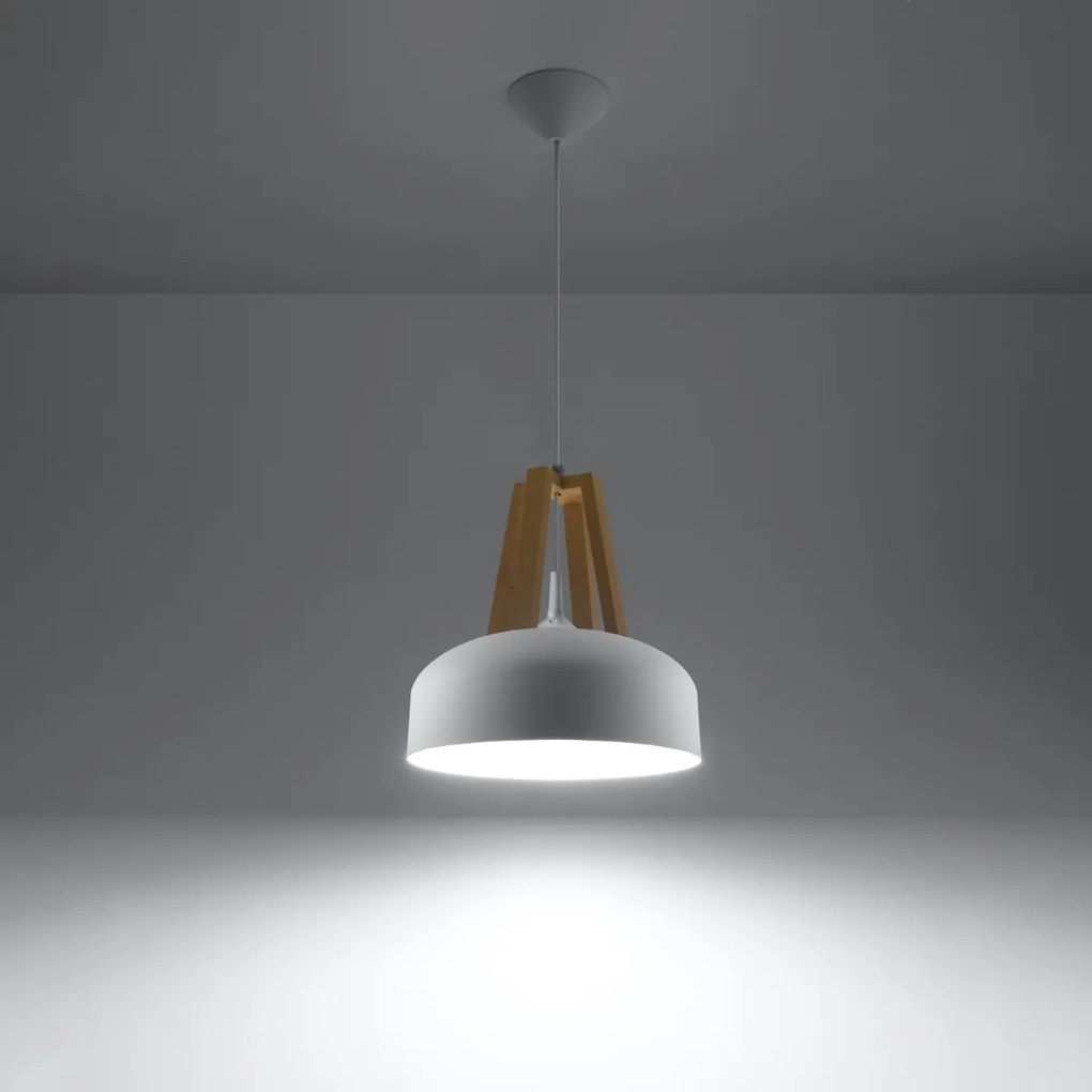 Sollux Lighting Závěsné svítidlo CASCO bílé/přírodní dřevo