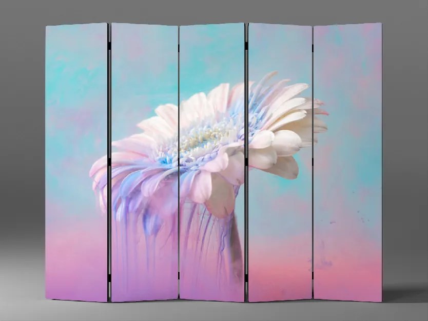 Růžovomodrý paraván gerbera Rozměr: 225 x 180 cm