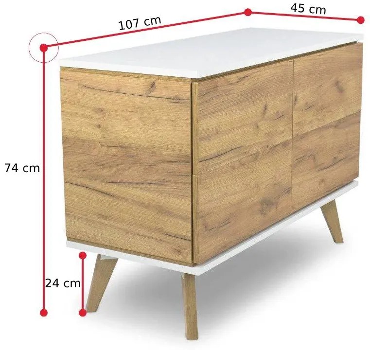 Komoda JORGEN 4, 107x74x45, zelená/bílá