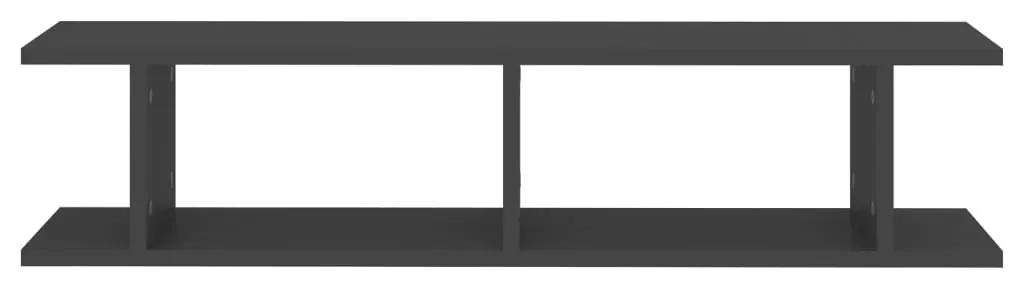 Nástěnné police 2 ks šedé 90 x 18 x 20 cm dřevotříska - Default Title