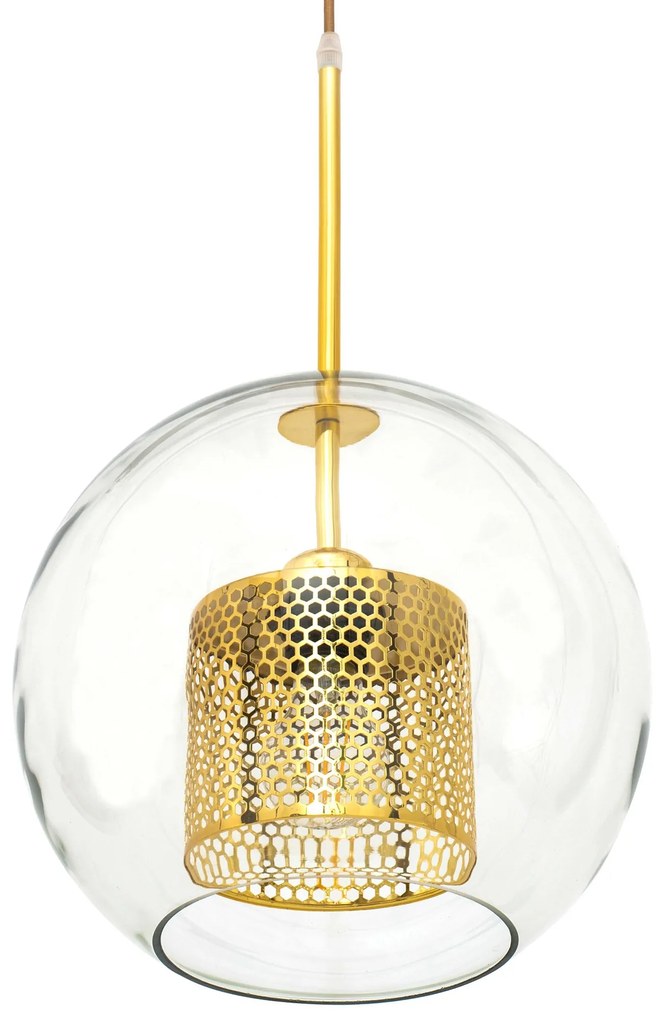 Toolight - závěsná skleněná lampa APP556-1CP 30cm, zlatá, OSW-08749