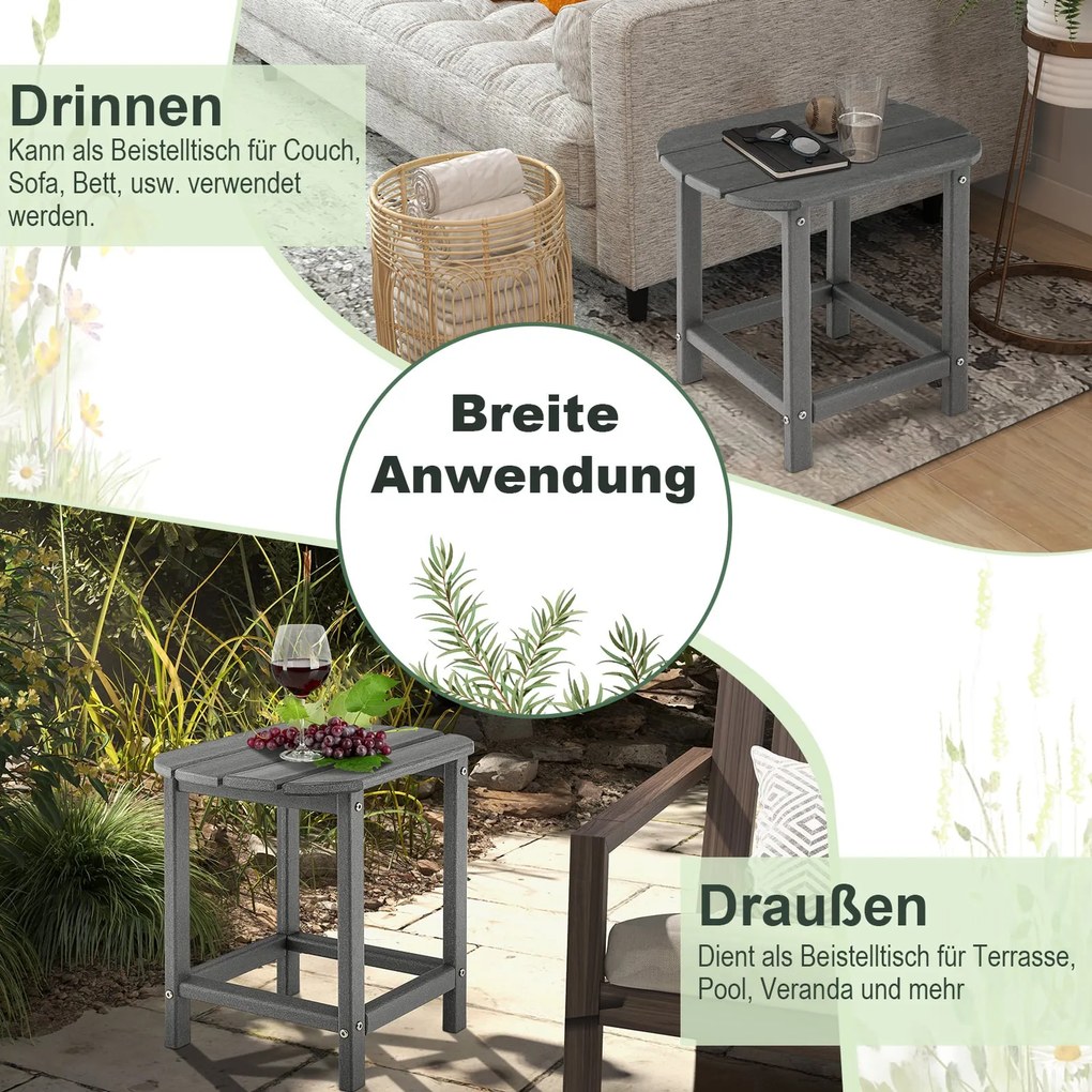 Costway Sada 2 odkládacích stolků z HDPE, zahradní stůl Adirondack odolný proti