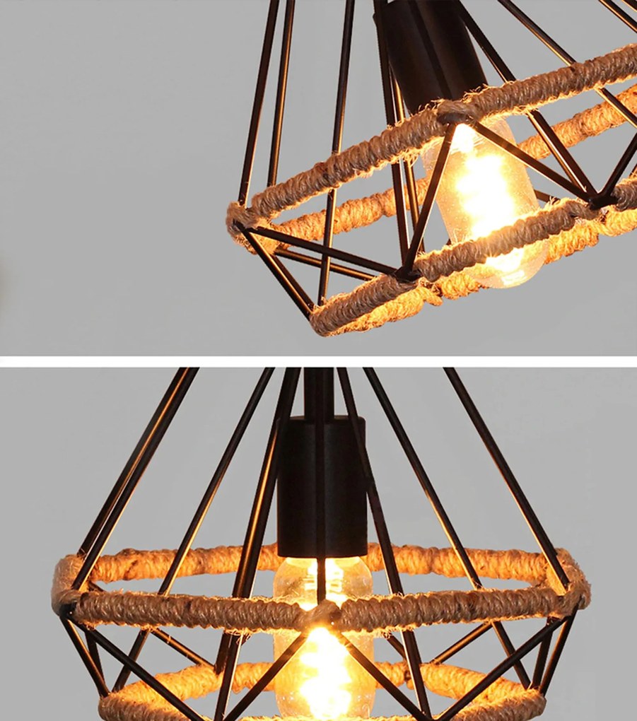 Toolight Toolight, Stropní svítidlo, geometrické, závěsné, loft styl na laně APP678-1CP, černá-hnědá, OSW-05644
