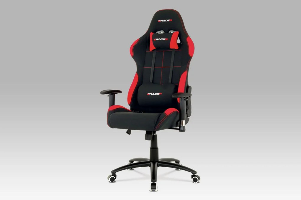 Artium Kancelářská židle, houpací mech., černá + červená látka, plastový kříž - KA-F02 RED