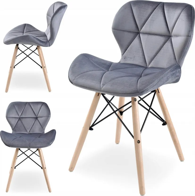 Skandinávské jídelní křeslo do kuchyně obývacího pokoje Ripiano Velvet velur šedé