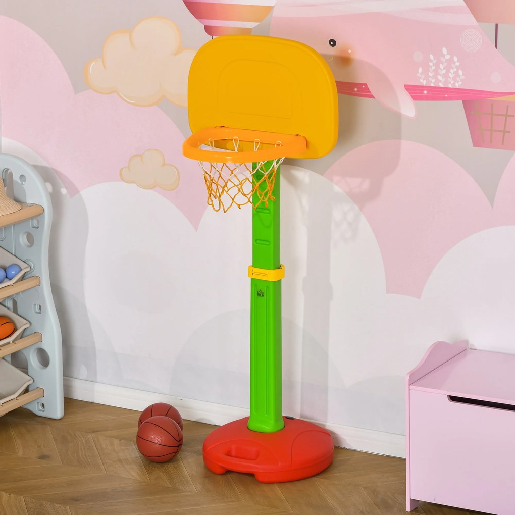 HOMCOM Dětský Nastavitelný Basketbalový Koš s 2 Míči a Pumpičkou pro Děti 3+ Hračky na Sport do Interiéru a Exteriéru 52,5x44x120-160 cm Vícebarevný |