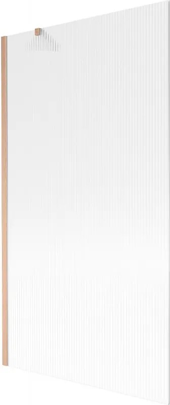 Mexen Next, 1-křídlová vanová zástěna 100 x 150 cm, 6mm sklo Ribs, měděná matná, 895-100-000-00-09-65