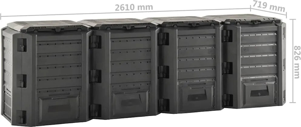 Zahradní kompostér černý 1 600 l 312275