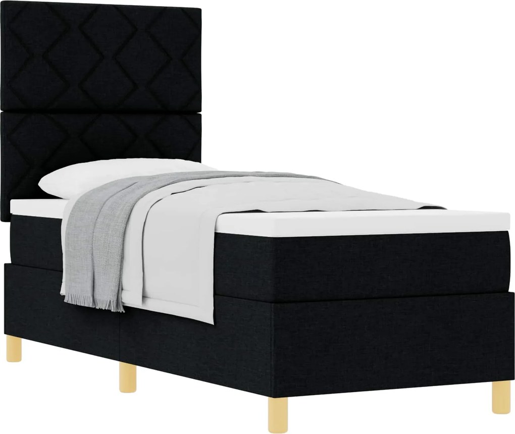 Postel s boxspringem s čelo Černá 80 x 200 cm textil 3339653