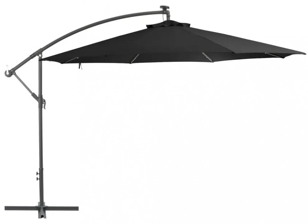 Konzolový slunečník s LED světly Ø 350 cm Dekorhome Černá