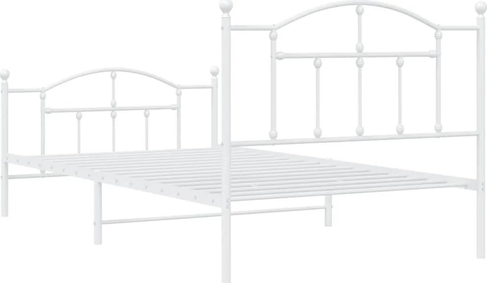 vidaXL Kovový rám postele s hlavovým a nožním čelem 107 x 203 cm [353502] Barva: Černá