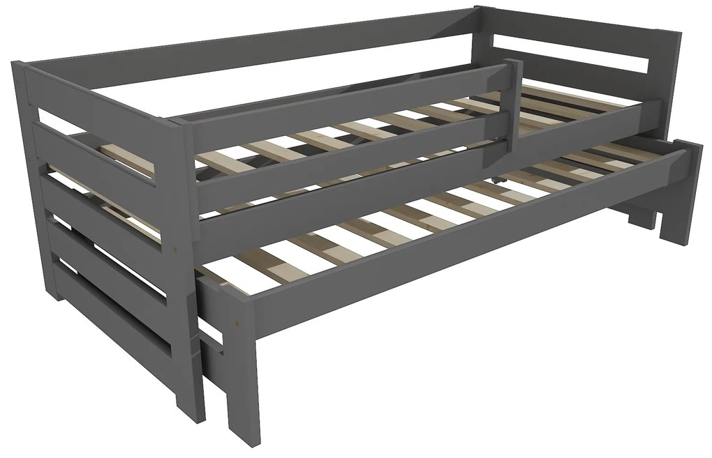 Vomaks Dětská postel s výsuvnou přistýlkou DPV 007 se zábranou Rozměr: 80 x 180 cm, Barva: barva bílá