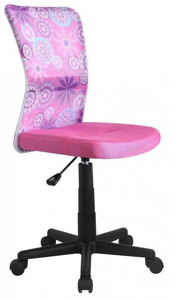 Dětská židle se vzorem Natania 2, PVC + membránová tkanina + síťovina, růžová / růžová se vzorem