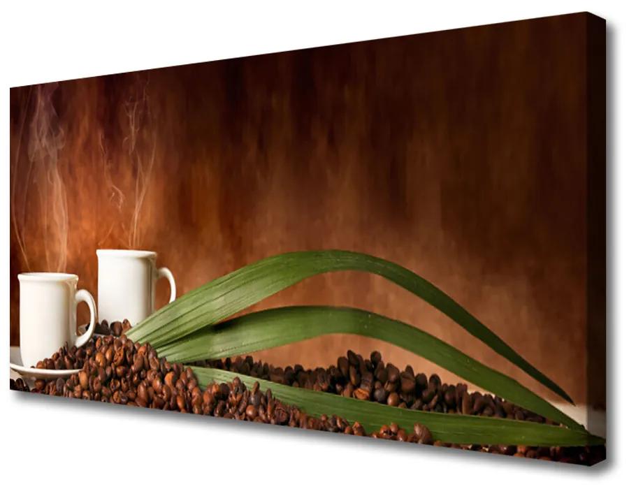 Obraz na plátně Šálky Káva Zrnka Kuchyně 100x50 cm