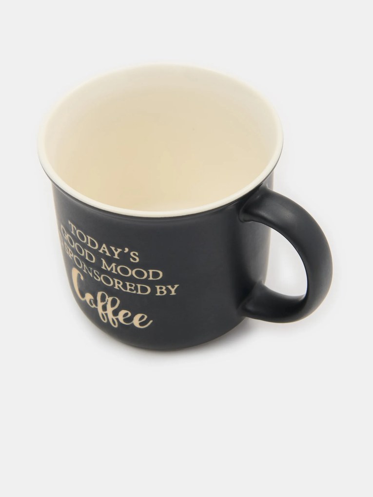 Sinsay - Keramický hrnek s nápisem Today’s Good Mood Is Sponsored By Coffee - černá