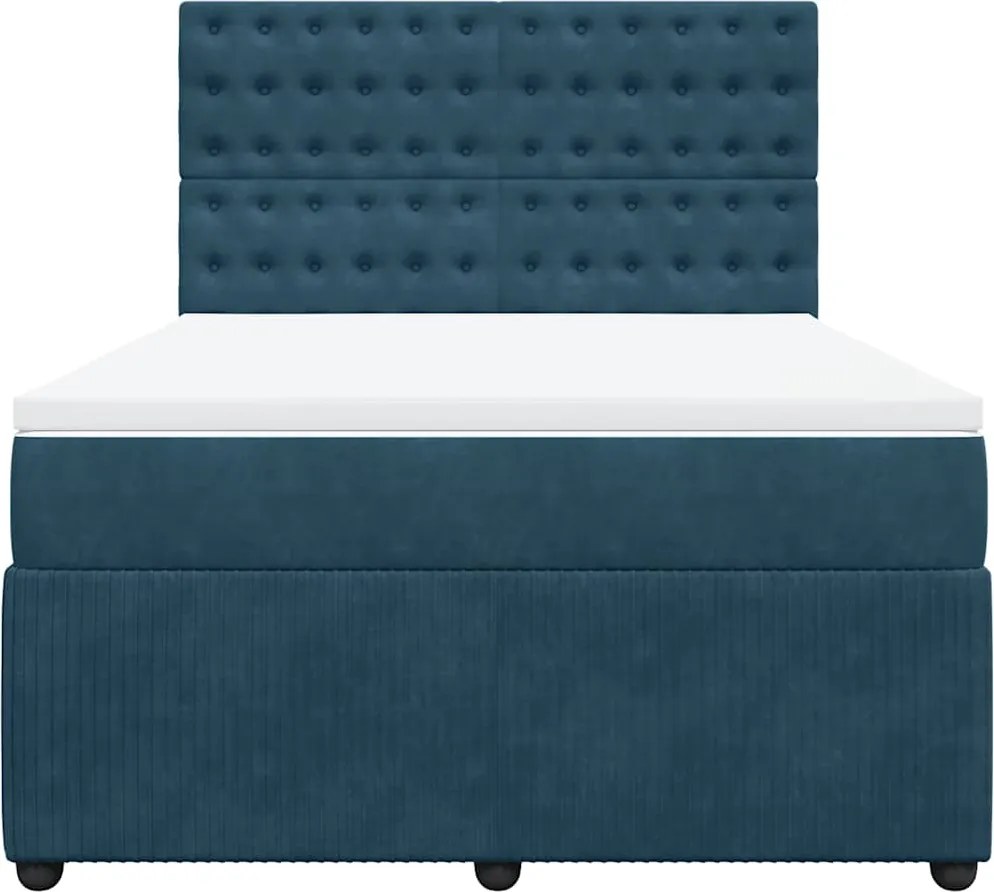 Box spring postel s matrací modrá 140 x 200 cm samet 3294674