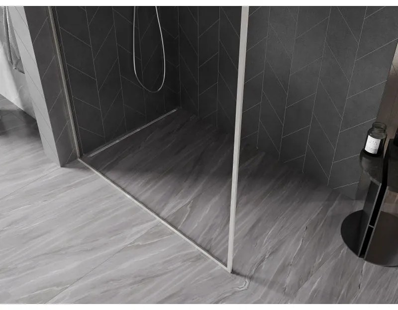 Mexen, Mexen Kioto-XF sprchová stěna s rámem 50 x 202 cm, průhledná 10 mm, matný nikl - 800-050-104-97-00-X