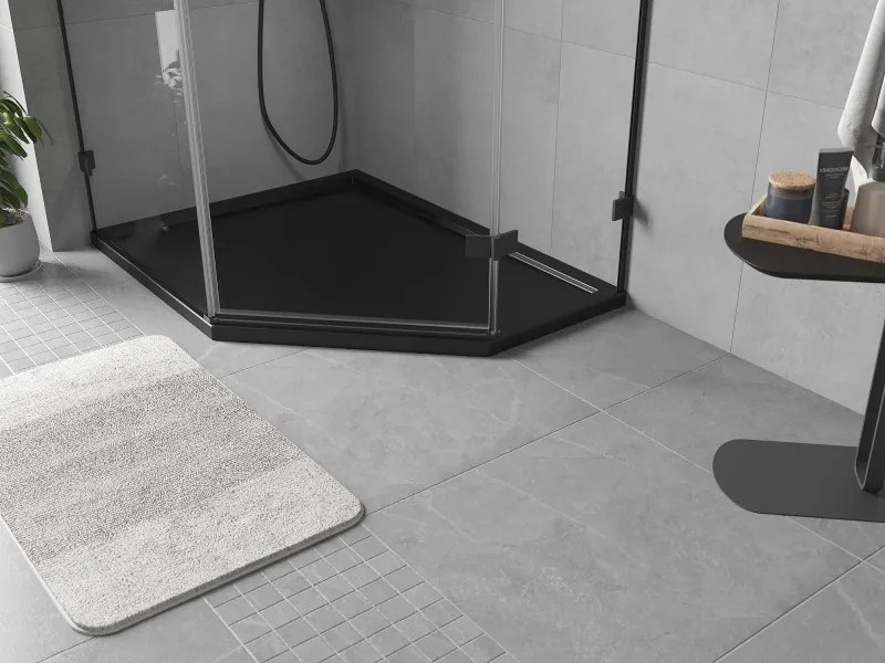 Mexen Flow pětiúhelníkový sprchový kout slim levý 100 x 80 cm, černý mat - 46P708010L