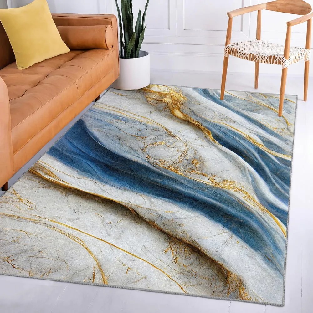 Modrý pratelný koberec 160x230 cm Golden Spill – Mila Home
