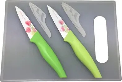 SOVIO SVN02PST Sada 2 nožů (9cm) + prkénko tulipán