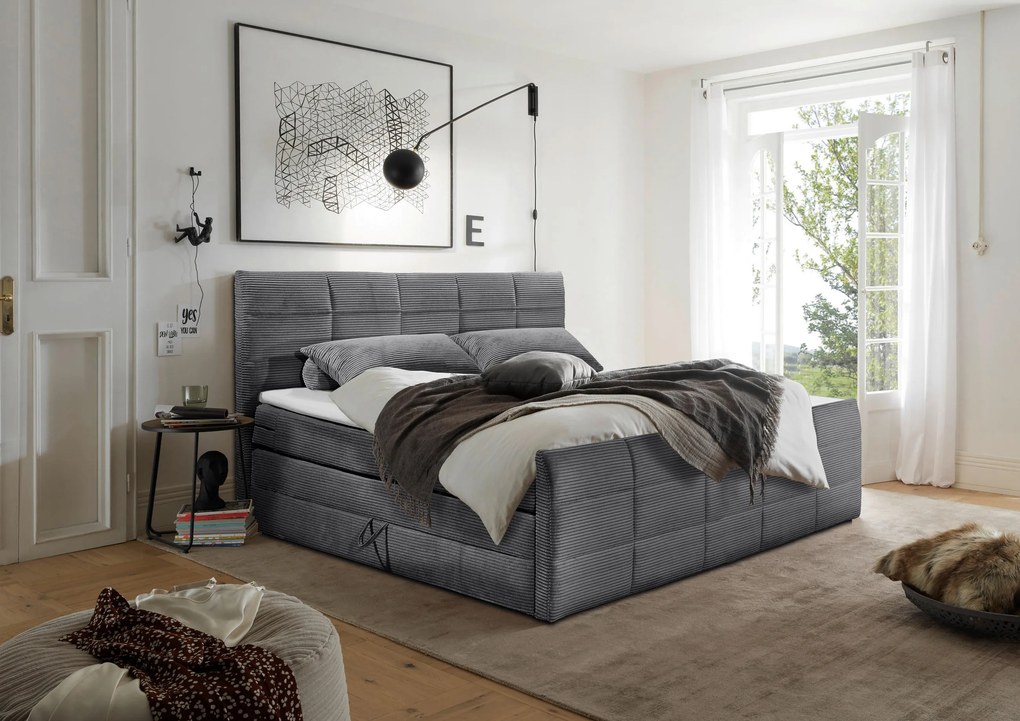 XXXLutz POSTEL BOXSPRING, 180/200 cm, tmavě šedá MID.YOU - Postele s úložným prostorem - 002220045112