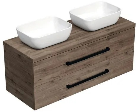 Koupelnová skříňka s černou úchytkou a krycí deskou SAT Cube Way 120x47,5x46 cm dub Wellington mat CUBE46C1203DW45