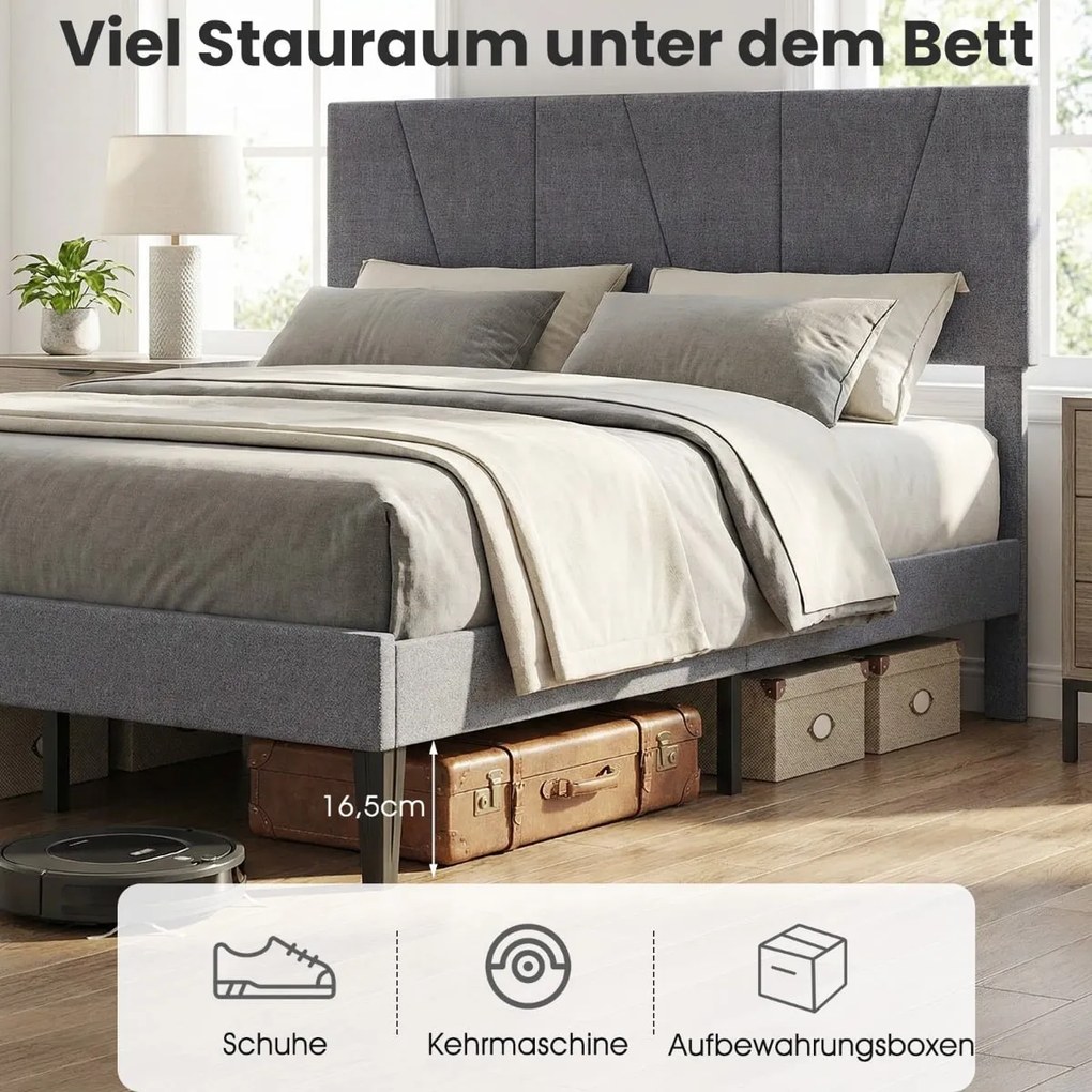 Costway Rám manželské postele s výškově nastavitelným – 140 × 200 cm