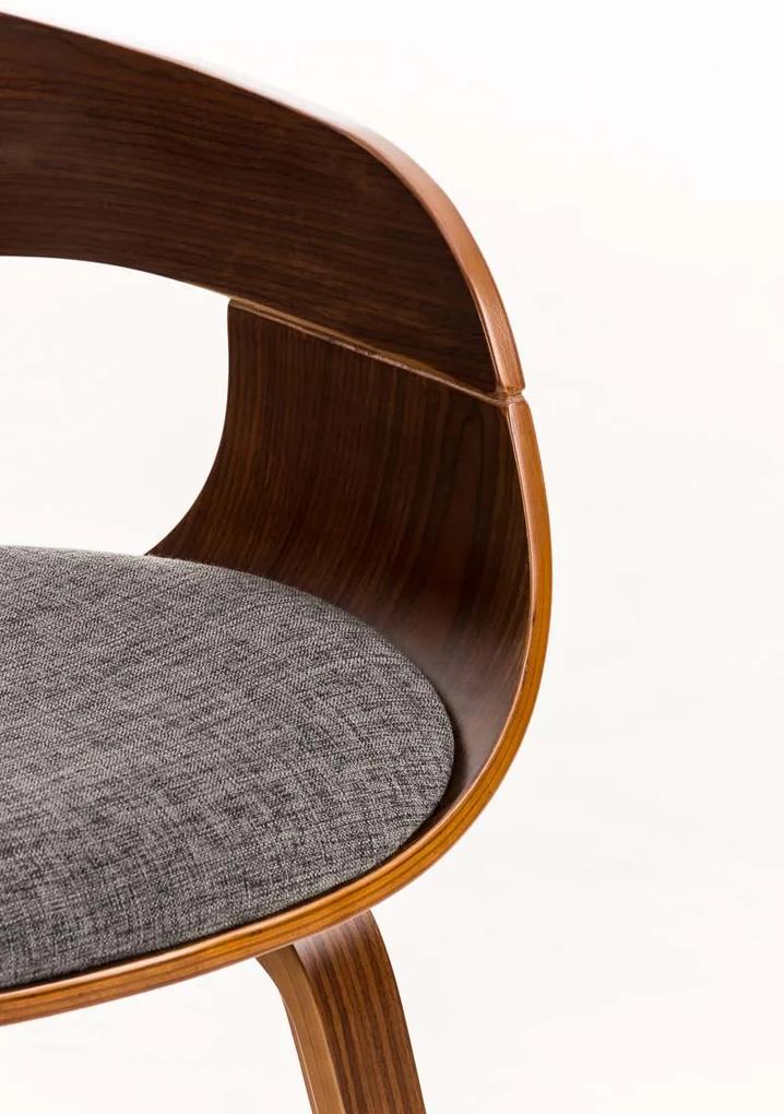 Jídelní židle Egdware - dřevo a látkový potah | ořech a světle šedá