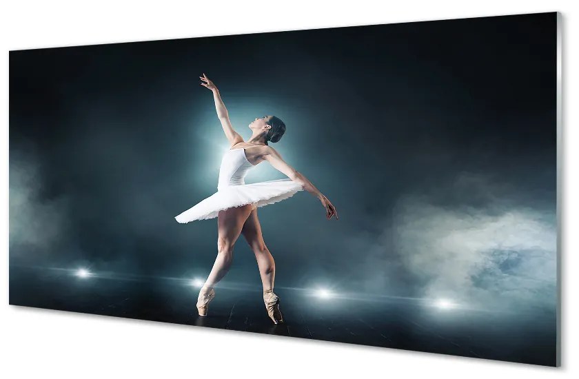 Obraz na skle Bílý balet šaty žena 125x50 cm