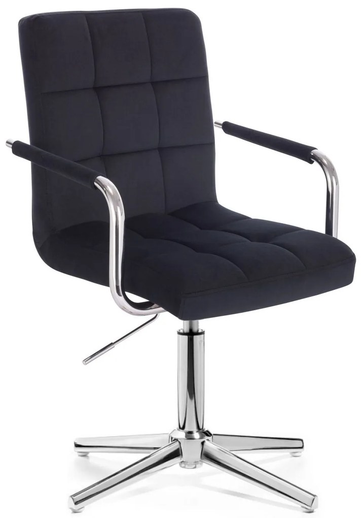 LuxuryForm DESIGN Otočná židle VERONA VELUR na stříbrném kříži - černá