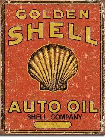 Plechová cedule: Golden Shell (Auto Oil) - 40x30 cm