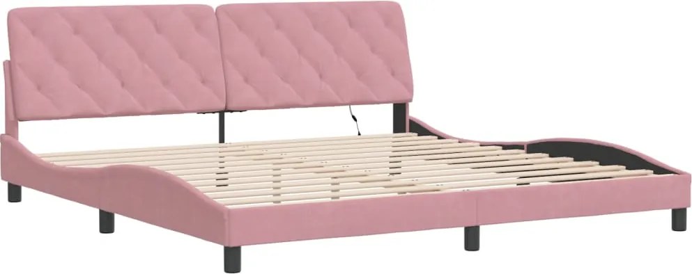 Rám postele s LED bez matrace růžový 200 x 200 cm samet 3213878
