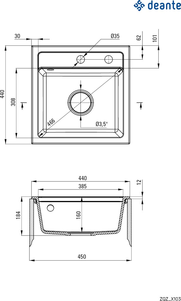 Deante Dřez Zorba granit - ZQZ A103 alabastr