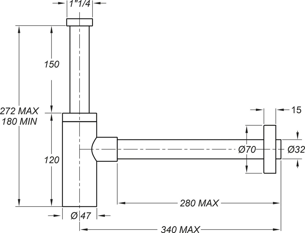 Sapho Umyvadlový sifon 5/4, odpad 32 mm, kulatý, bílá mat Koupelny Bernold
