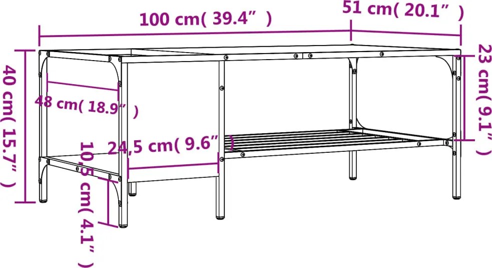 vidaXL Konferenční stolek s regálem 100x51x40 cm kompozit [837732] Barva: dub sonoma