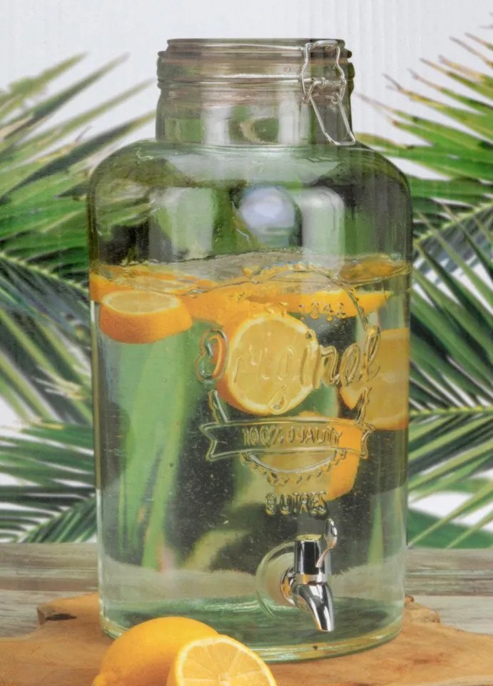 Skleněná nádoba s kohoutkem na limonádu, 8 L