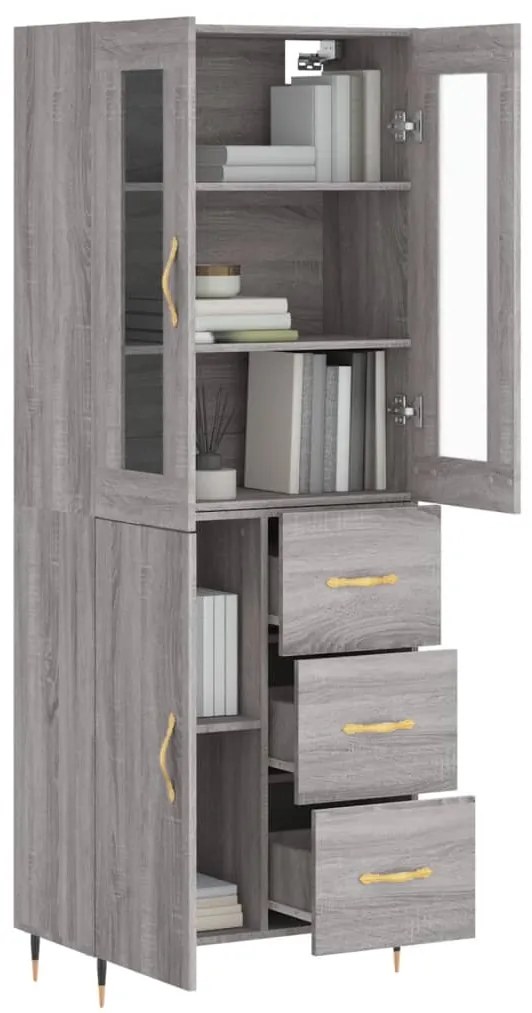 Skříň highboard šedá sonoma 69,5 x 34 x 180 cm kompozitní dřevo - Default Title