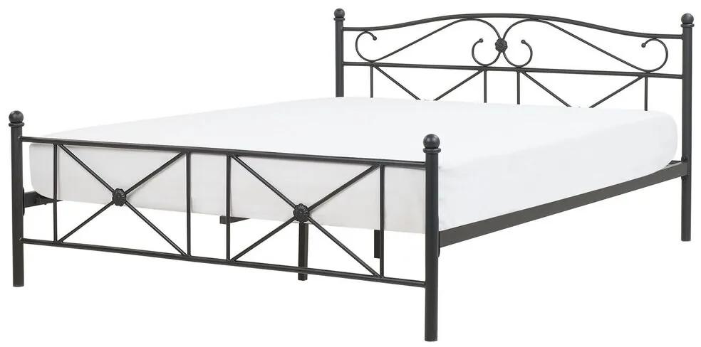 Černá kovová postel s rámem 160 x 200 cm  RODEZ Beliani