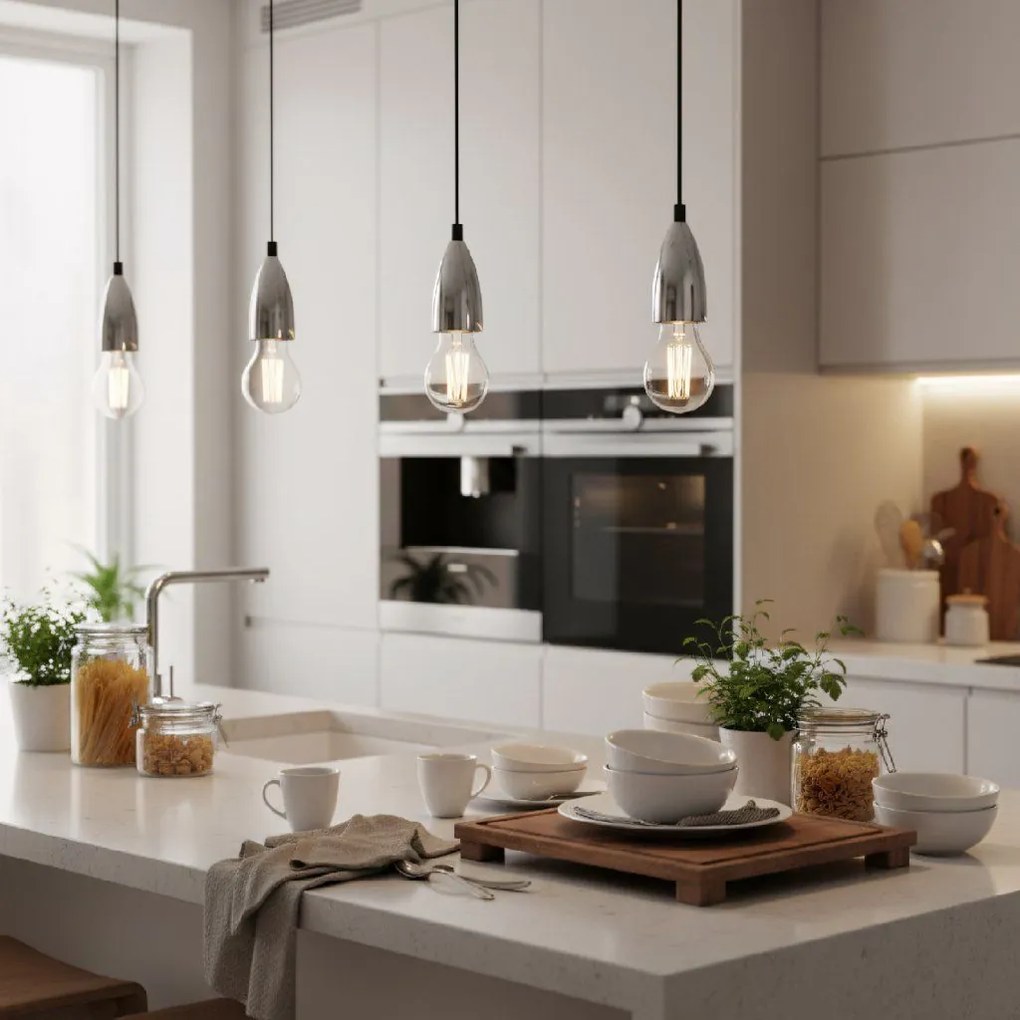 Toolight Rea, Stropní lampa závěsná Chrome držák žárovky APP358-1CP, OSW-08424