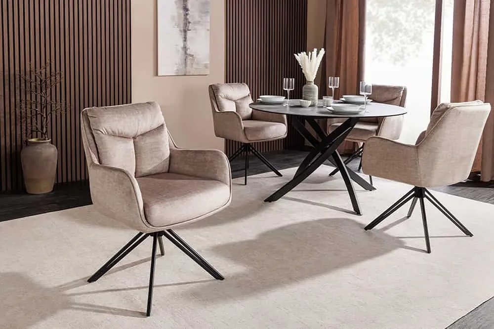 Designová otočná židle Brock béžový samet