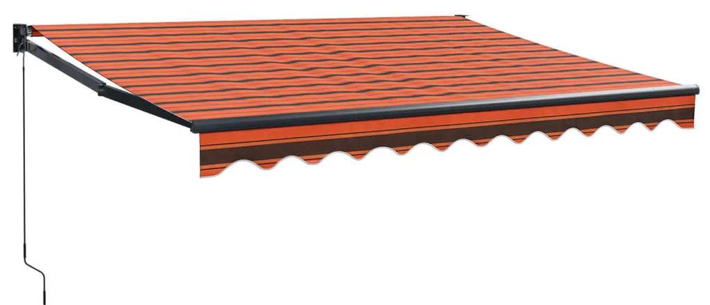 vidaXL Zatahovací markýza oranžová a hnědá 3 x 2,5 m textil a hliník