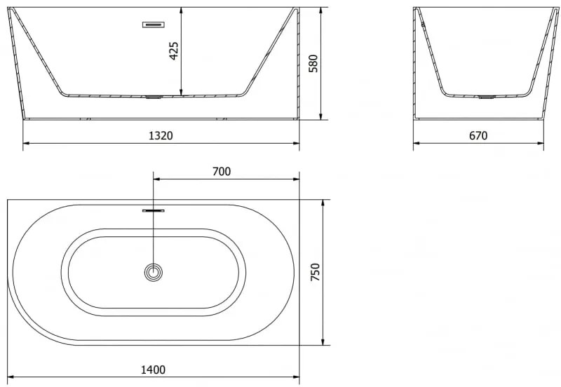 Mexen Mia, volně stojící rohová vana pravá 140 x 75 cm, bílá, chromový přepad, 52691407500P-01