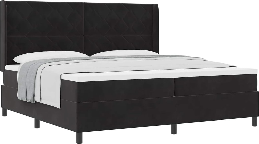 Postel s boxspringem s čelo Černá 200 x 200 cm samet 3342082